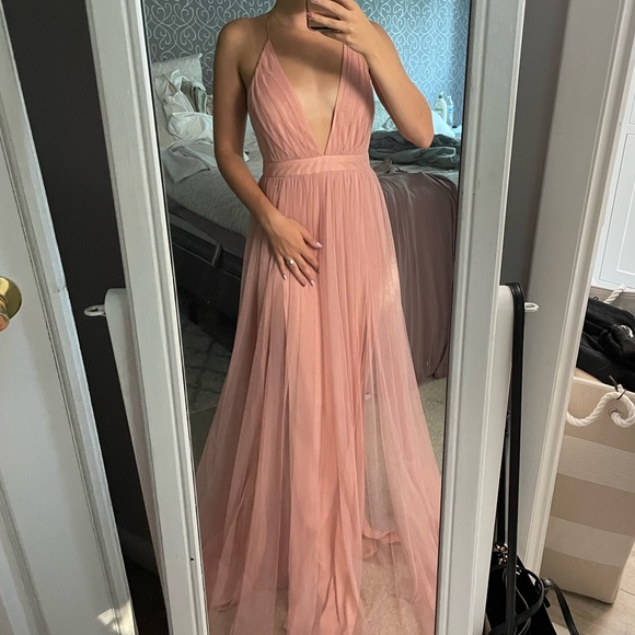 Windsor | Dresses | Windsor Pink Shear Maxi Dress With Slit | Poshmark